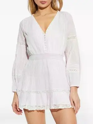 LoveShackFancy Lace-detail Pleated Mini Dress