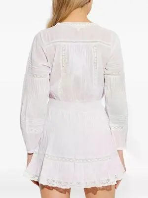 LoveShackFancy Lace-detail Pleated Mini Dress