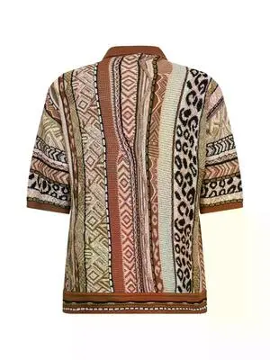 LANEUS Patterned Pocket Shirt - Neutrals