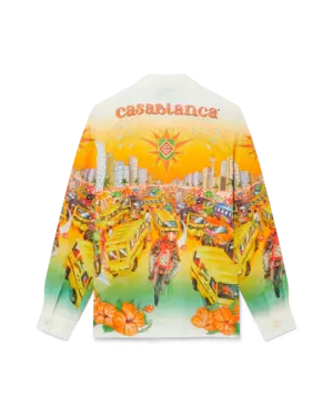 Casablanca Traffic Long Sleeve Linen Shirt - Multicolor