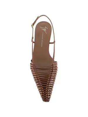 GIUSEPPE ZANOTTI Orsola Woven Slingback Sandals - Brown