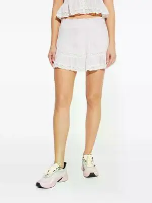 LoveShackFancy Gloriana Pleated Mini Skirt With Lace Detail - Pink