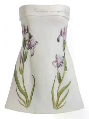 Alberta Ferretti Strapless Floral Print Dress - Neutrals
