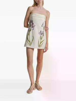 Alberta Ferretti Strapless Floral Print Dress - Neutrals
