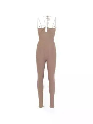 Blumarine Cut-out Ribbed Jumpsuit - Brown