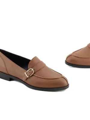 Giorgio Armani Buckle-strap Leather Loafers