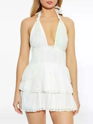 LoveShackFancy Tiered V-neck Mini Dress