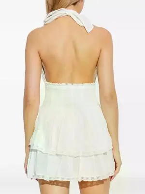 LoveShackFancy Tiered V-neck Mini Dress