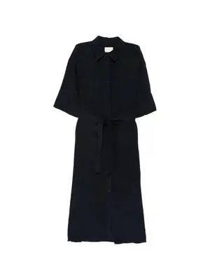 Gant Collared Belted Midi Dress - Blue