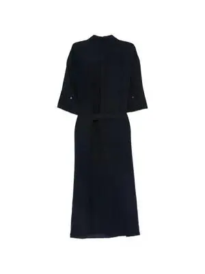 Gant Collared Belted Midi Dress - Blue