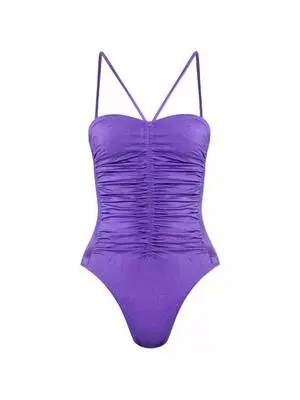 Dsquared2 Logo-embroidered Ruched One-piece Swimsuit - Purple