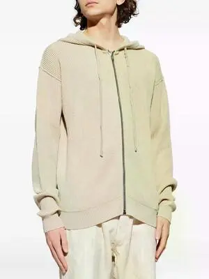 Rick Owens Zip-up Ribbed Knit Hoodie