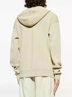 Rick Owens Zip-up Ribbed Knit Hoodie