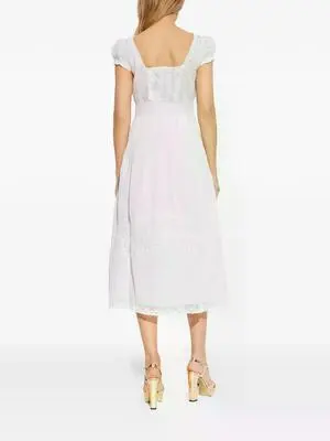 LoveShackFancy Suvi Lace V-neck Midi Dress - Pink