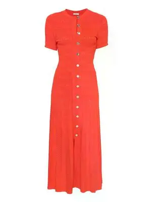Sandro Knit Button-detailed Maxi Dress - Red