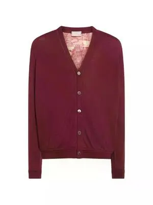 PIERRE-LOUIS MASCIA Tricot Toile Print V-neck Cardigan - Red