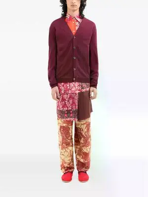 PIERRE-LOUIS MASCIA Tricot Toile Print V-neck Cardigan - Red