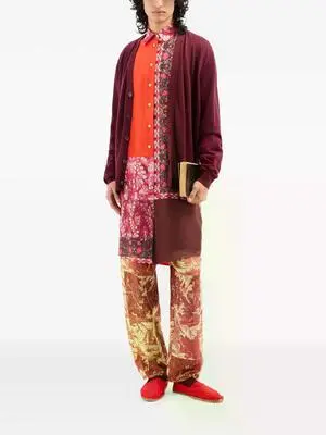 PIERRE-LOUIS MASCIA Tricot Toile Print V-neck Cardigan - Red