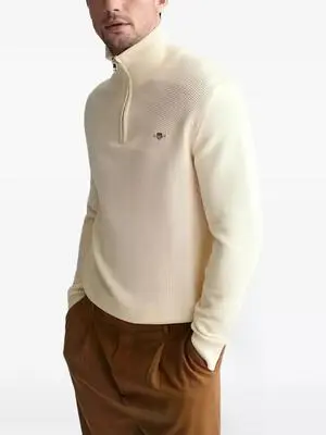Gant Textured Half-zip Pullover - Neutrals