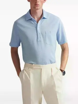 Polo Ralph Lauren Piqué Chest-pocket Linen Polo Shirt - Blue