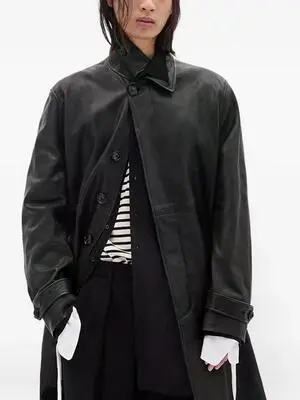 ANN DEMEULEMEESTER Leather Single-breasted Coat