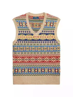 Polo Ralph Lauren Fair Isle V-neck Vest - Neutrals