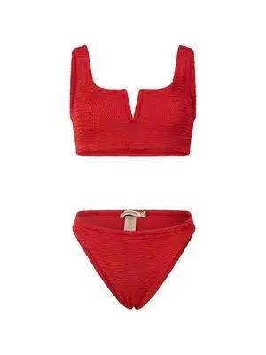 PARAMIDONNA Serena Textured V-neck Bikini - Red