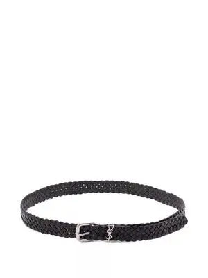 Saint Laurent Braided Leather Belt - Black