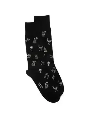 Paul Smith Patterned Crew Socks - Black