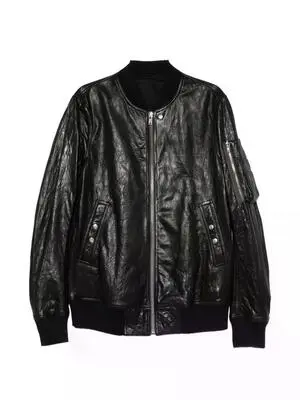 Rick Owens Classic Leather Flight Bomber Jacket - Black