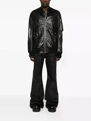 Rick Owens Classic Leather Flight Bomber Jacket - Black