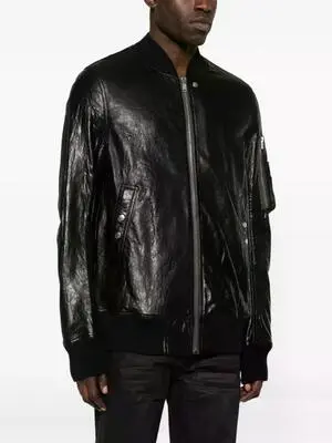 Rick Owens Classic Leather Flight Bomber Jacket - Black