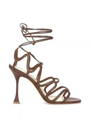 Manolo Blahnik Tie-detail Leather Sandals - Brown