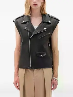 ANN DEMEULEMEESTER Sleeveless Leather Biker Jacket