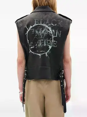 ANN DEMEULEMEESTER Sleeveless Leather Biker Jacket