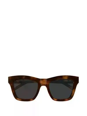 Saint Laurent Logo-plaque Sunglasses - Brown