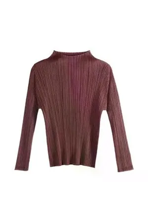 Issey Miyake Pleated Long-sleeve Top - Red