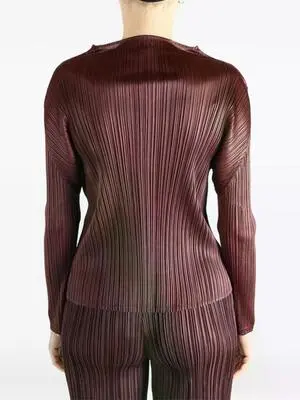 Issey Miyake Pleated Long-sleeve Top - Red