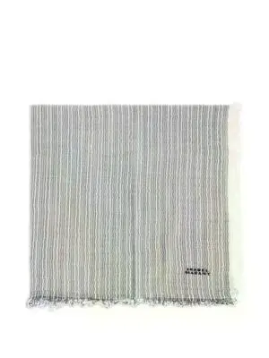 Isabel Marant Zenila Striped Fringed Scarf - White
