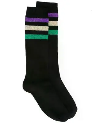 Palm Angels Striped Socks - Black