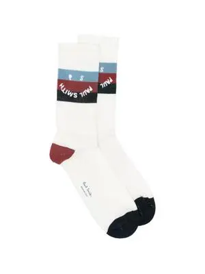 Paul Smith Logo-stripe Socks - White