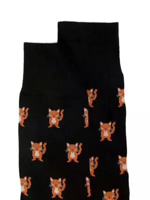 Paul Smith Miro Cat-print Socks - Black