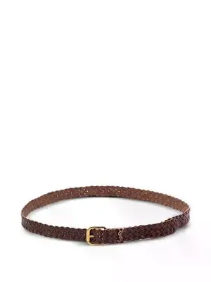 Saint Laurent Braided Leather Belt - Brown