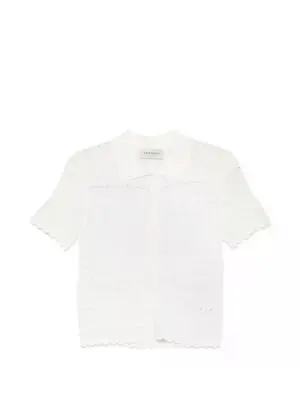 ERMANNO FIRENZE Openwork Knit Polo Top