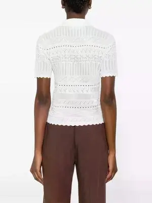 ERMANNO FIRENZE Openwork Knit Polo Top