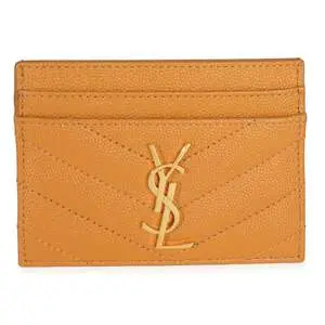 Saint Laurent Senape Grain De Poudre Matelasse Cassandre Card Case - Yellow
