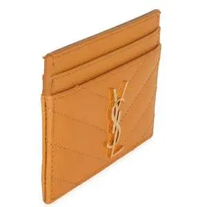 Saint Laurent Senape Grain De Poudre Matelasse Cassandre Card Case