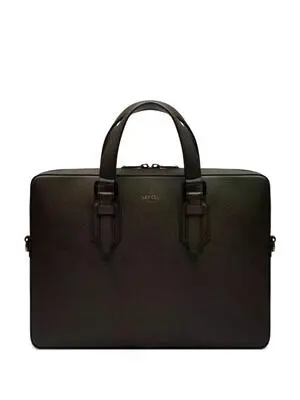 LANCEL Textured Leather Briefcase - Brown