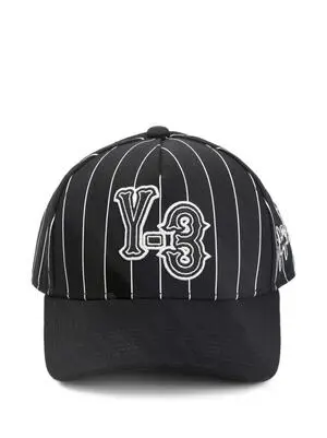 Y3 Logo-appliqué Pinstriped Cap - Black