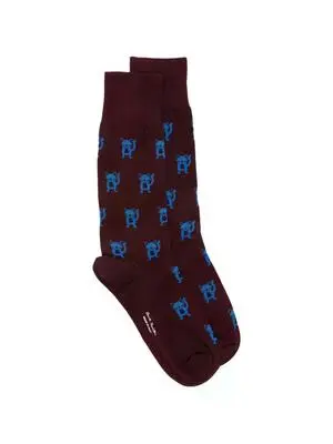 Paul Smith Miro Cat Printed Socks - Purple